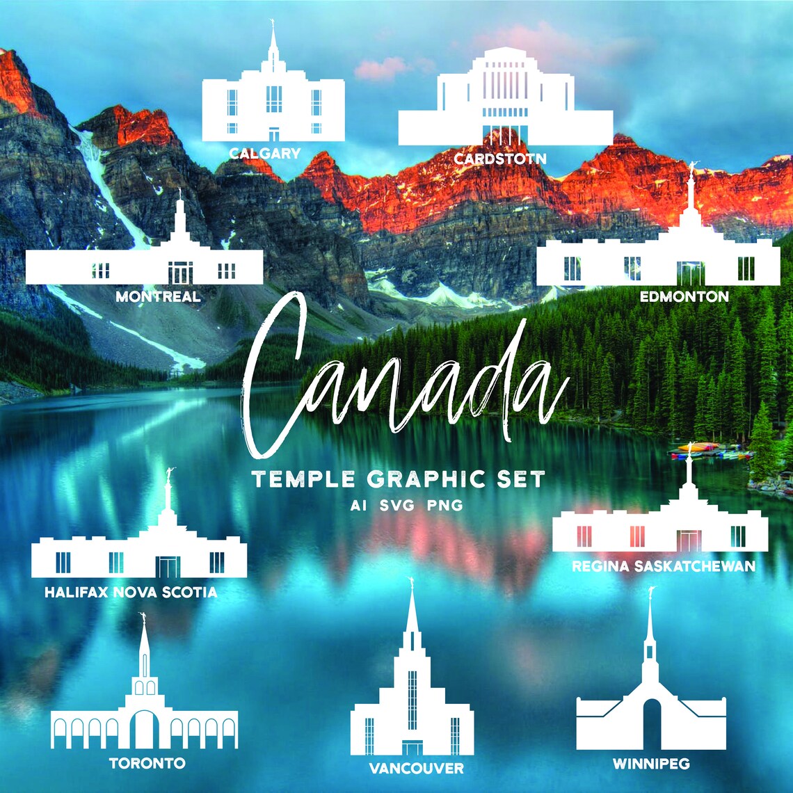 LDS Temple Vector Set Canada Temple Graphics Mormon LDS - Etsy