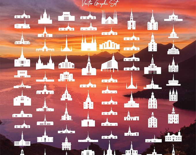 LDS Temple Vector Set, USA Temples, United States Temples, Includes .ai ...