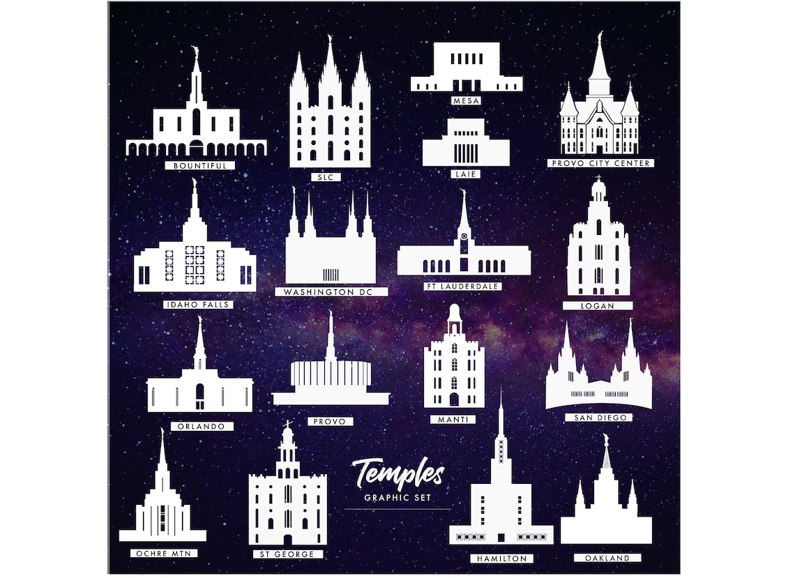 LDS Temple Vector Set Popular Temples Temple Graphics | Etsy