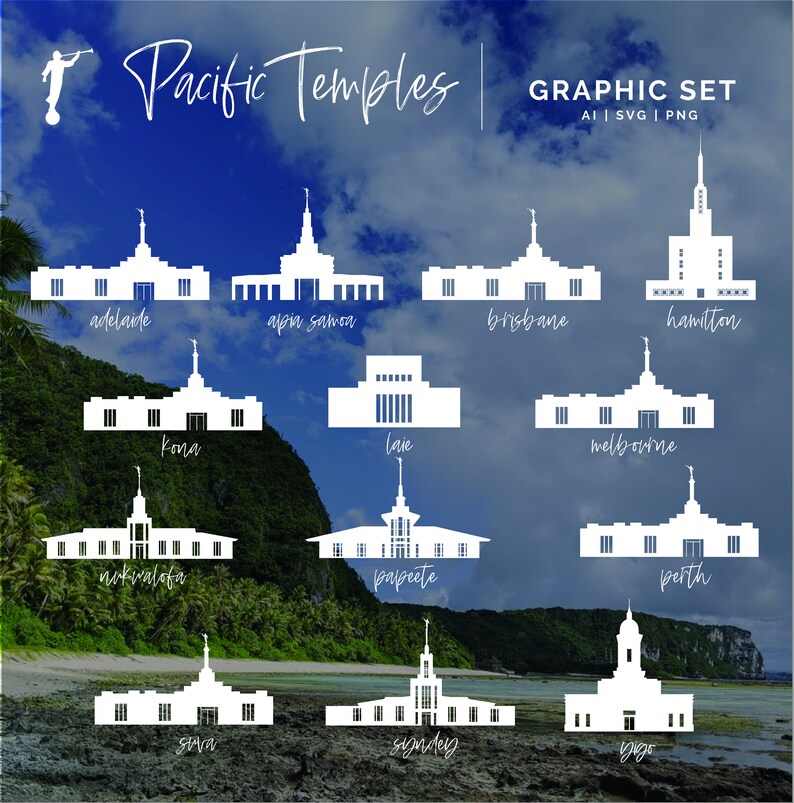 LDS Pacific Temple Vector Set Temple Graphics Mormon LDS - Etsy New Zealand