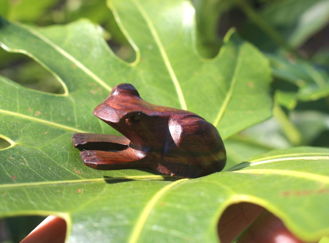 Pair of Rustic Hand Carved Wood Frogs, Small Woodland Animal Frog ...