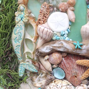 Mermaid Shell Collage Art: Handmade Ocean Canvas With Driftwood, Sea ...