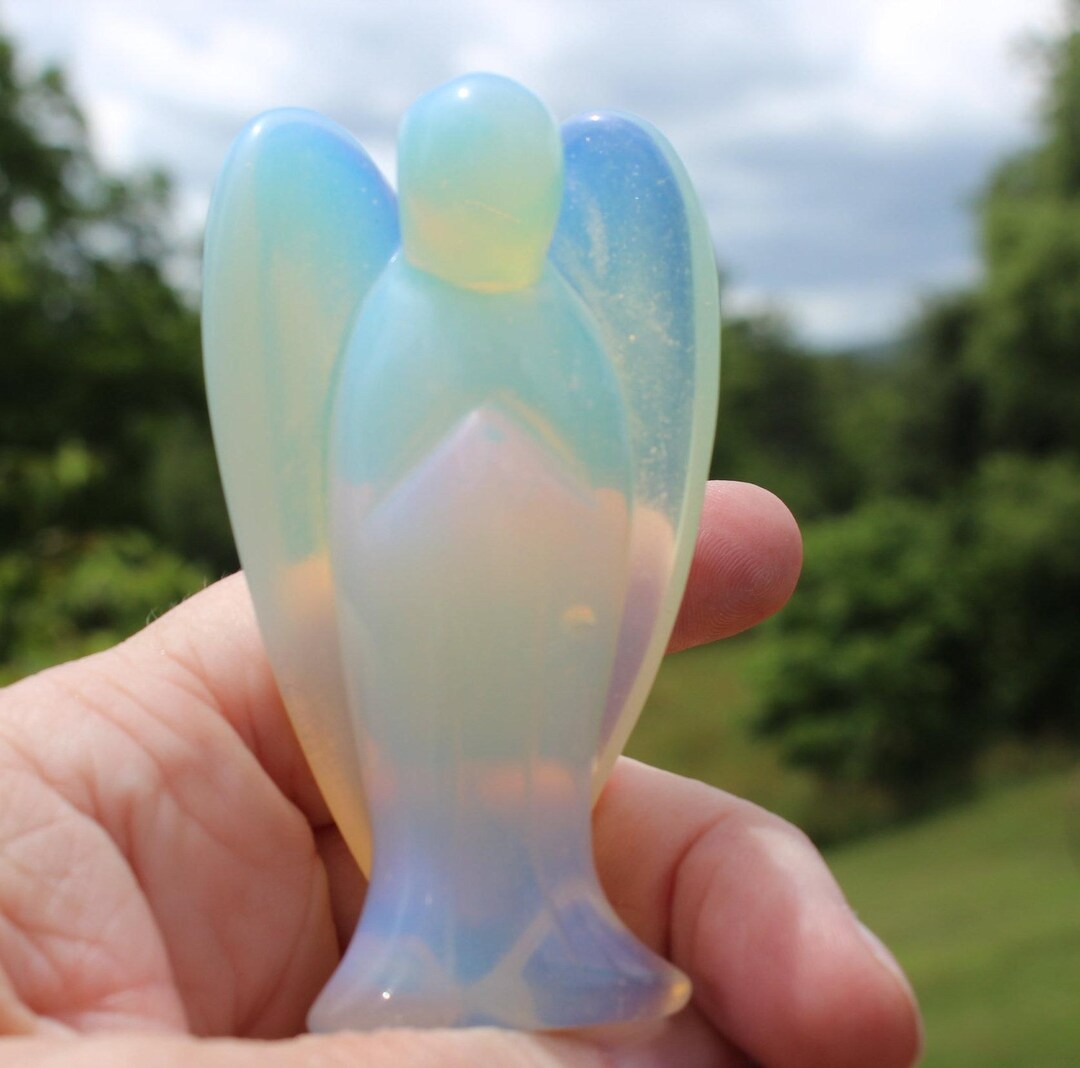 Extra Large Opalite Guardian Angel, Crystal Angel Figurine, Pocket ...