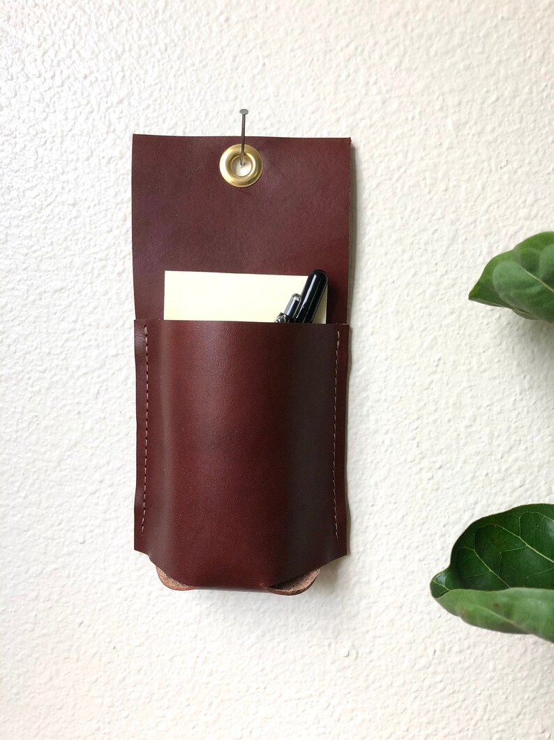 Leather Wall Organizer Hanging Caddy Office Organizer | Etsy
