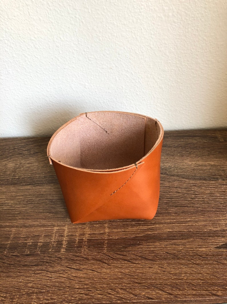 Leather Planter | Leather Container | Decorative Leather Box | Catchall ...