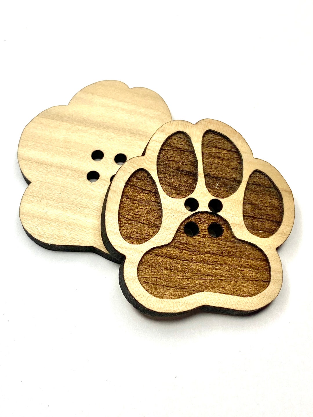 Paw Print Buttons. Wooden. 5 Pack - Etsy