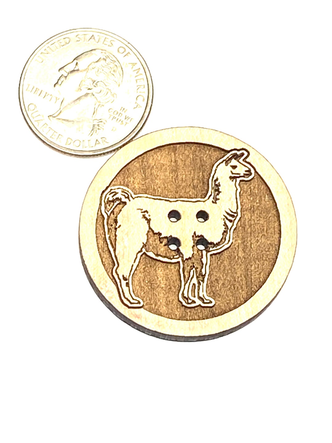 Llama Button, Natural Wood, Package of 5 Buttons - Etsy