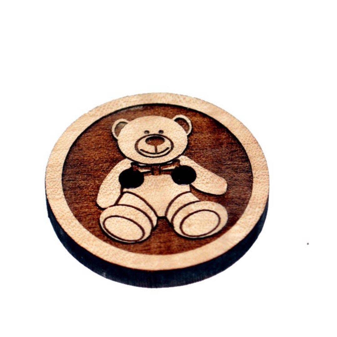 Teddy Bear Buttons, 5 Pack,round Wooden Bear Button, Baby Bear - Etsy