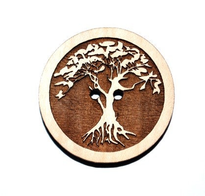 Tree of Life, Wooden Button 5 Pack, - Etsy