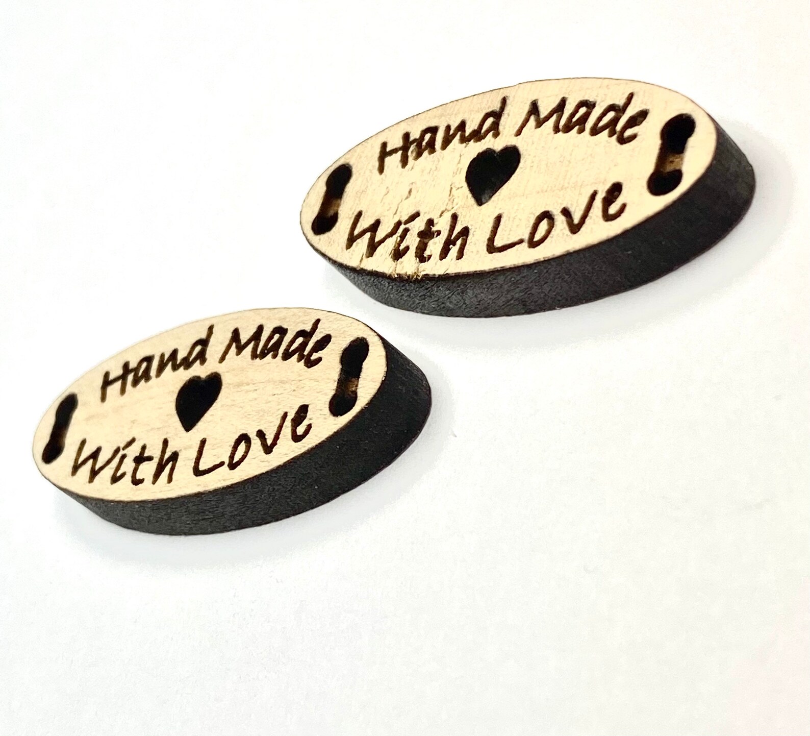 Hand Made With Love Buttons. Wooden. 5 Pack. - Etsy