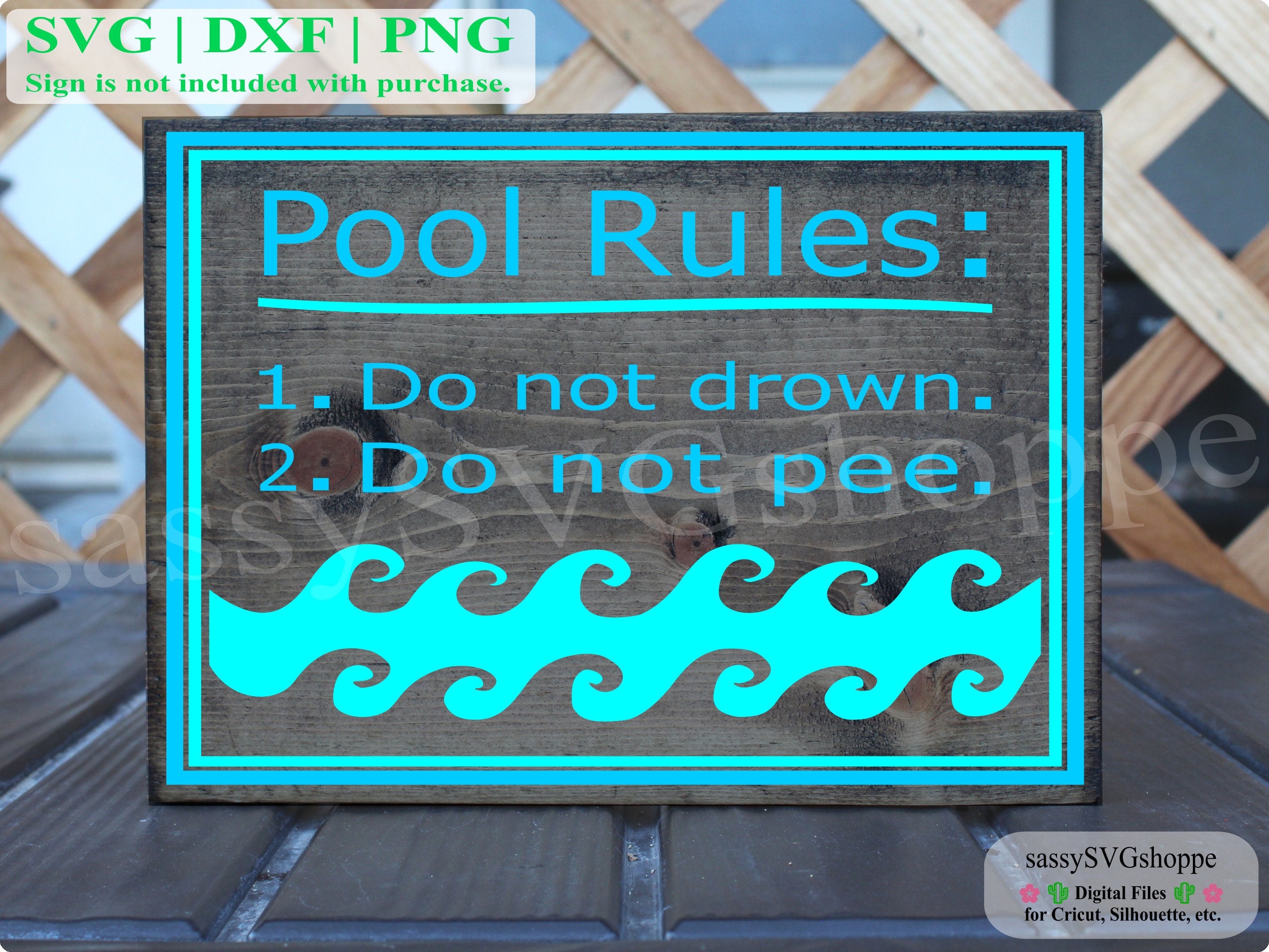 SVG Funny Pool Rules Sign, PNG DXF, Cricut Cut Files, Digital Download ...