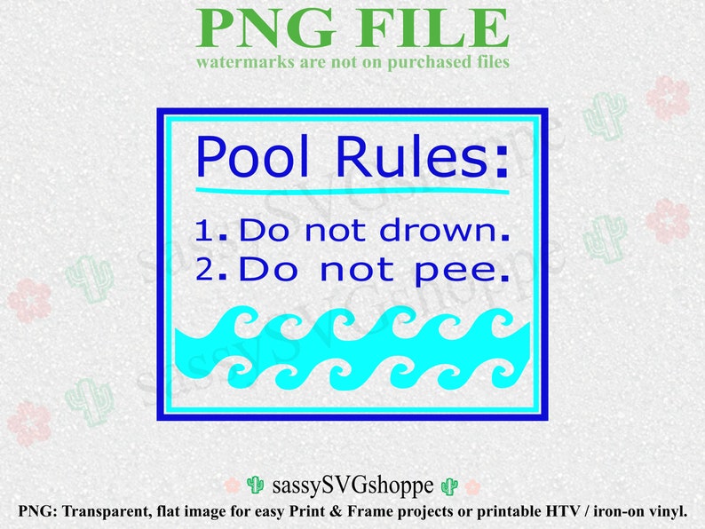 SVG Funny Pool Rules Sign PNG DXF Cricut Cut Files Digital - Etsy