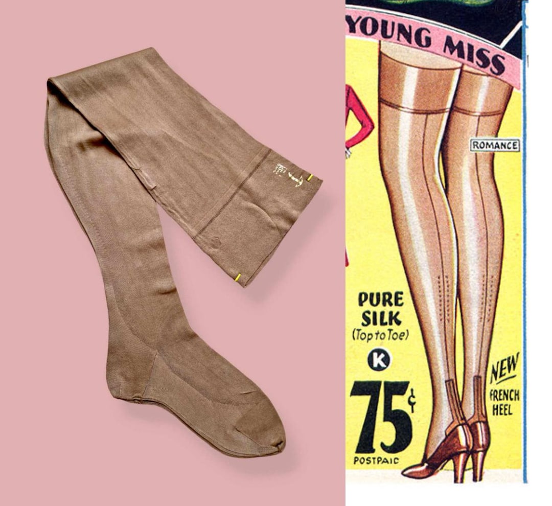 Deadstock Pure Silk Stockings Back Seams Shimmering Brown Magical Shine ...