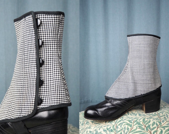 Rare Elegant 1940s Spats Plaid Black & White | Percival Made in Sweden ...