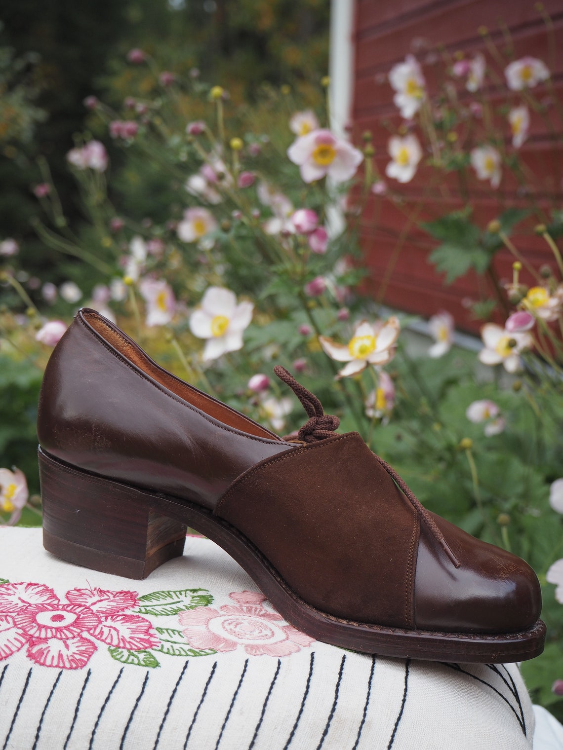 Deadstock 1940s Sturdy Heels Brown Shiny Leather & - Etsy