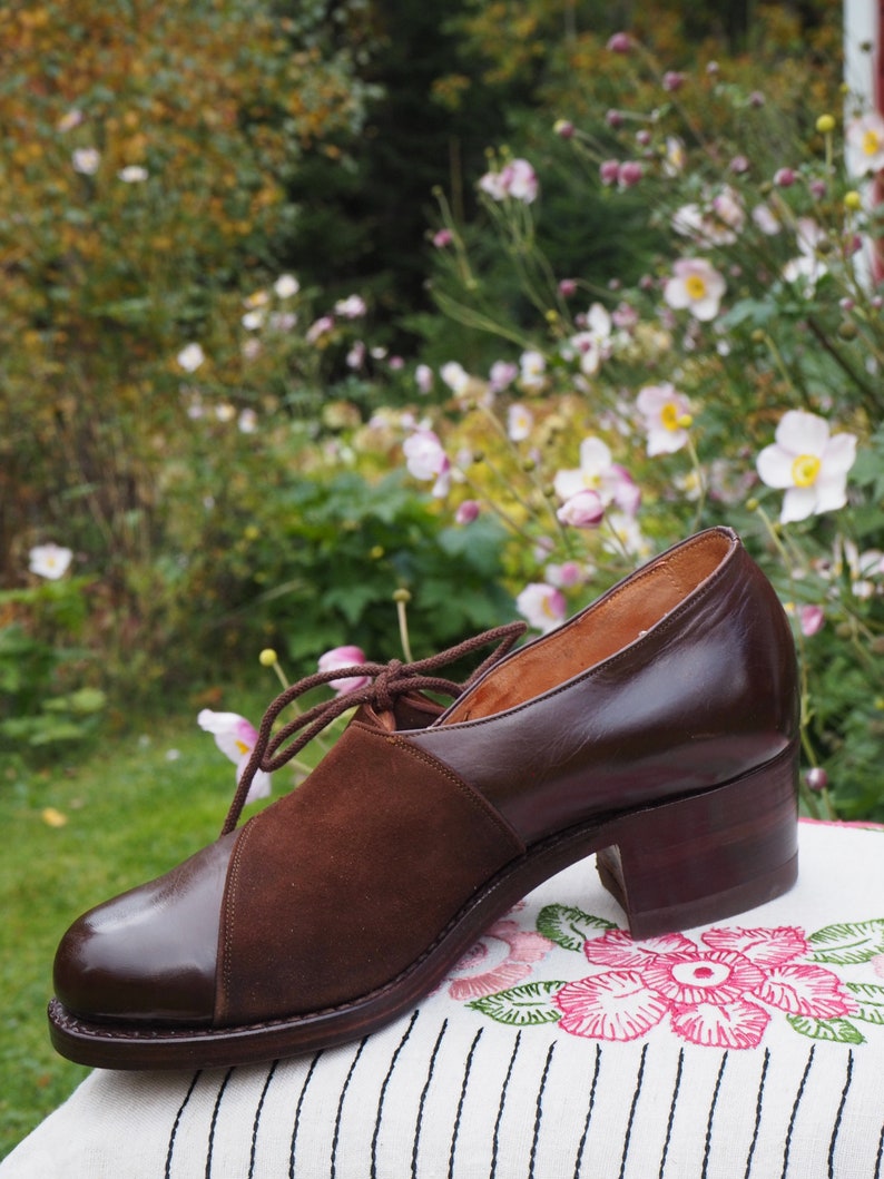 Deadstock 1940s Sturdy Heels Brown Shiny Leather & - Etsy