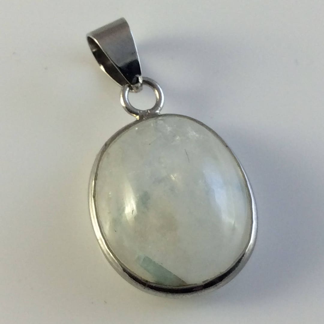 Milky Quartz Polished Pendant in Sterling Silver Setting Vintage ...