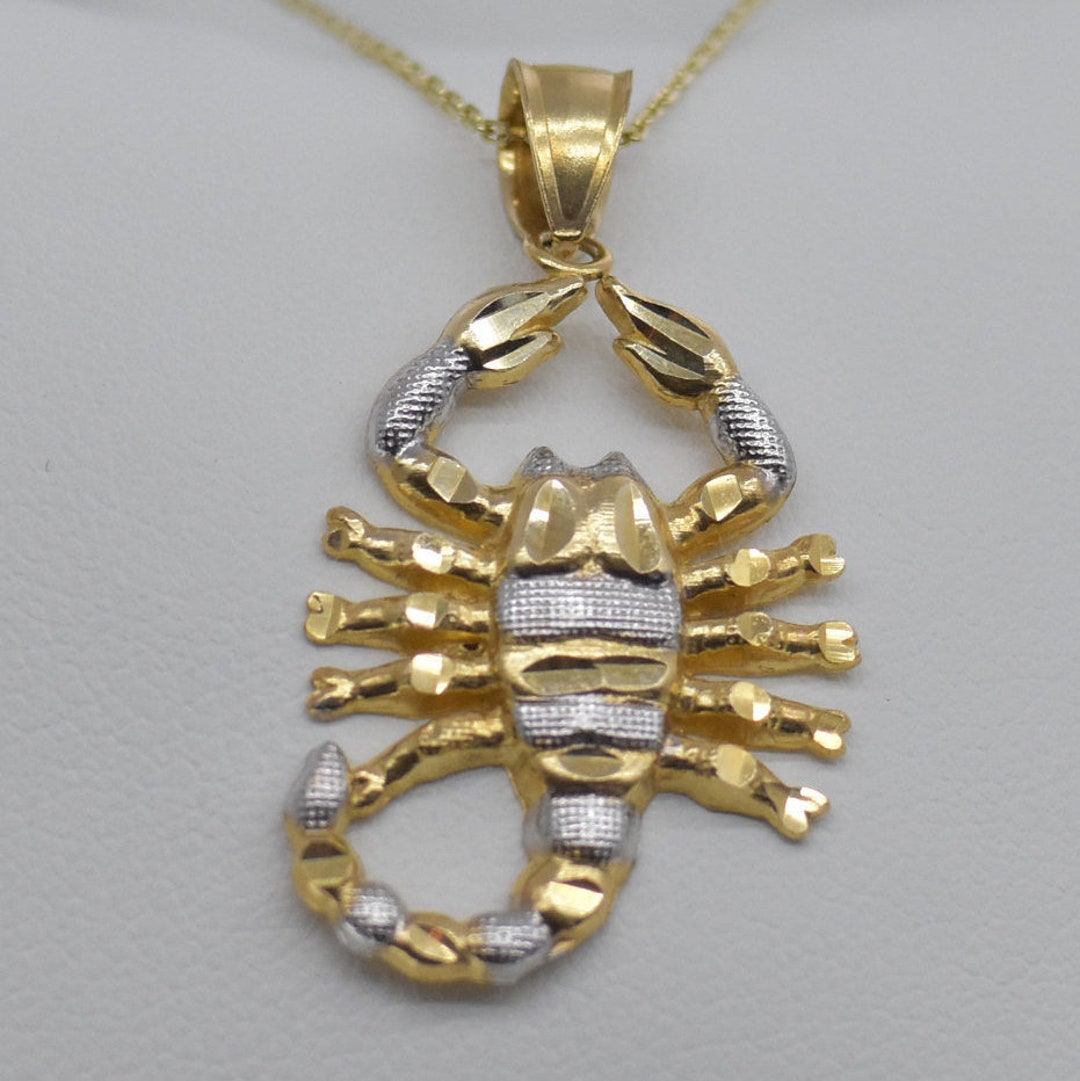 Solid Gold Scorpion Gold 14k Two Tones Diamond Cut Escorpion De Oro De ...