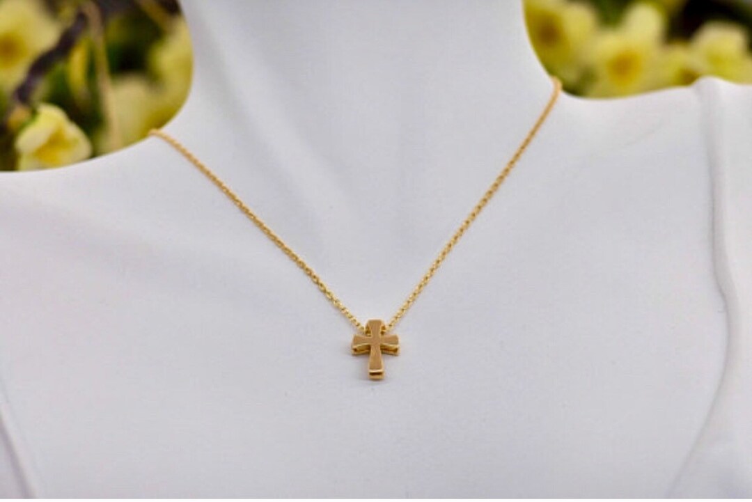 Solid Tinny Cross Gold 14k Chain Pendant Adjustable, Mini Cruz Oro De ...