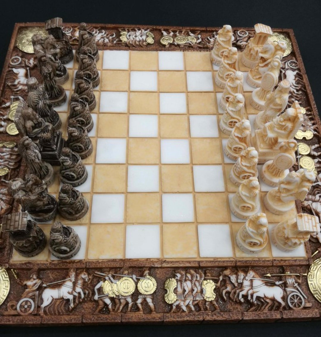 Chess Board Alabaster Set Ancient Greece Themed Chessboard 25 - Etsy