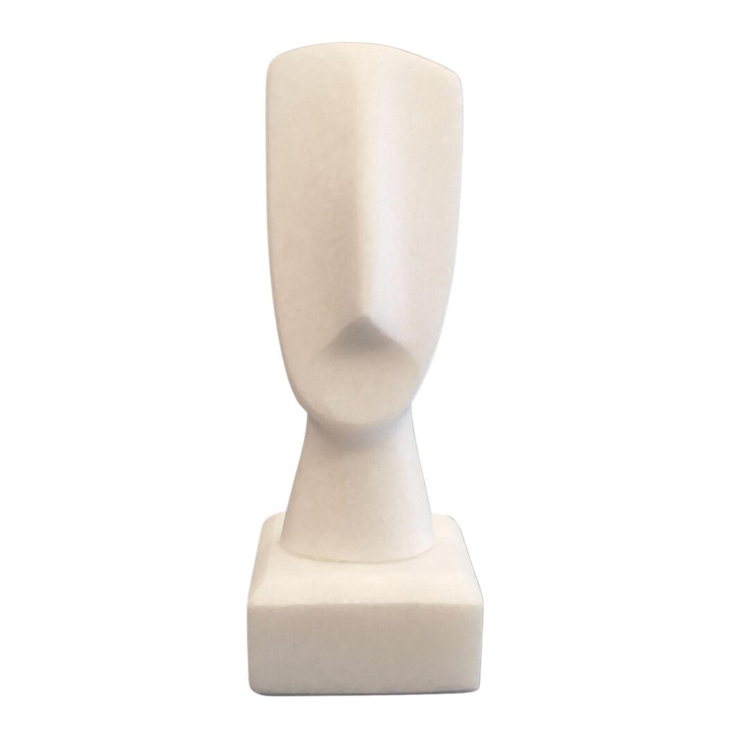 Cycladic Female Head Figurine in White Marble – 4.5" Handmade Replica ...