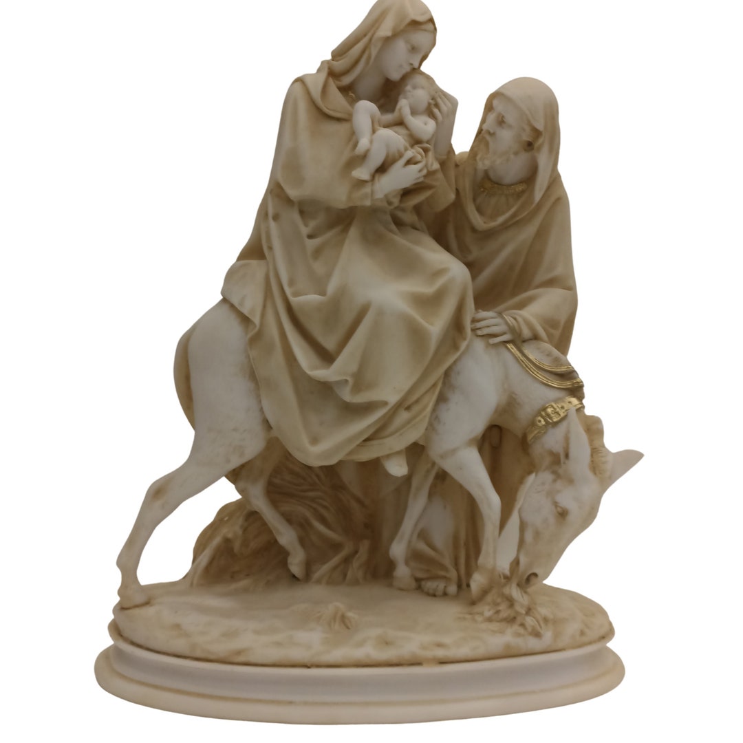 Holy Family Sculpture Alabaster Archaic Color Greek Handmade Statue ...