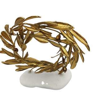 Gold-plated 24ct Dense Olive Wreath Round Shape in Real White Greek ...