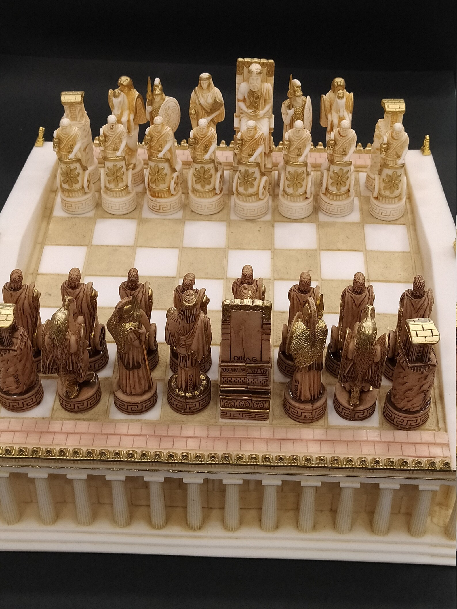 Chess Board Alabaster Set Parthenon Themed 35X35 - Etsy