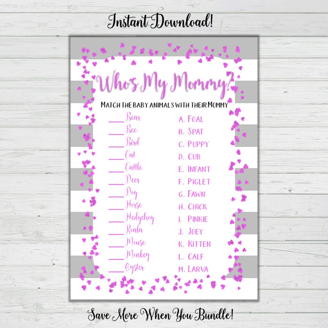 Baby Shower 8 Game Bundle + Answer Keys - Pink and Grey Baby Shower ...