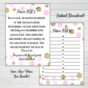 Baby Shower 9 Game Bundle + Answer Keys - Baby Shower Game Set -pink ...