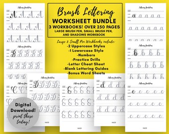 Brush Lettering Worksheets for Small Brush Pens - Calligraphy Work ...