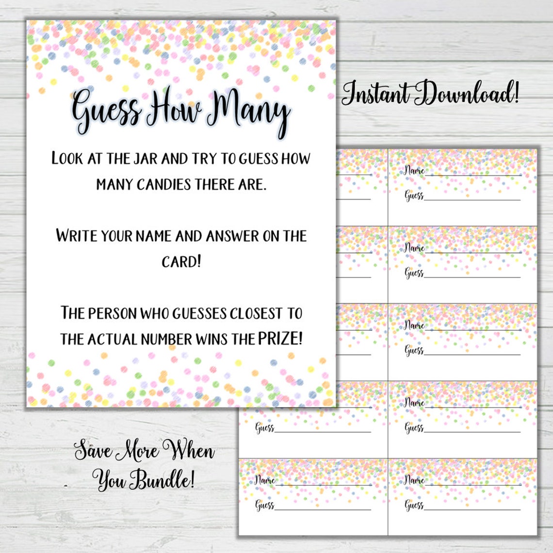 Baby Shower Candy Guessing Game - Rainbow Confetti Baby Shower Games ...