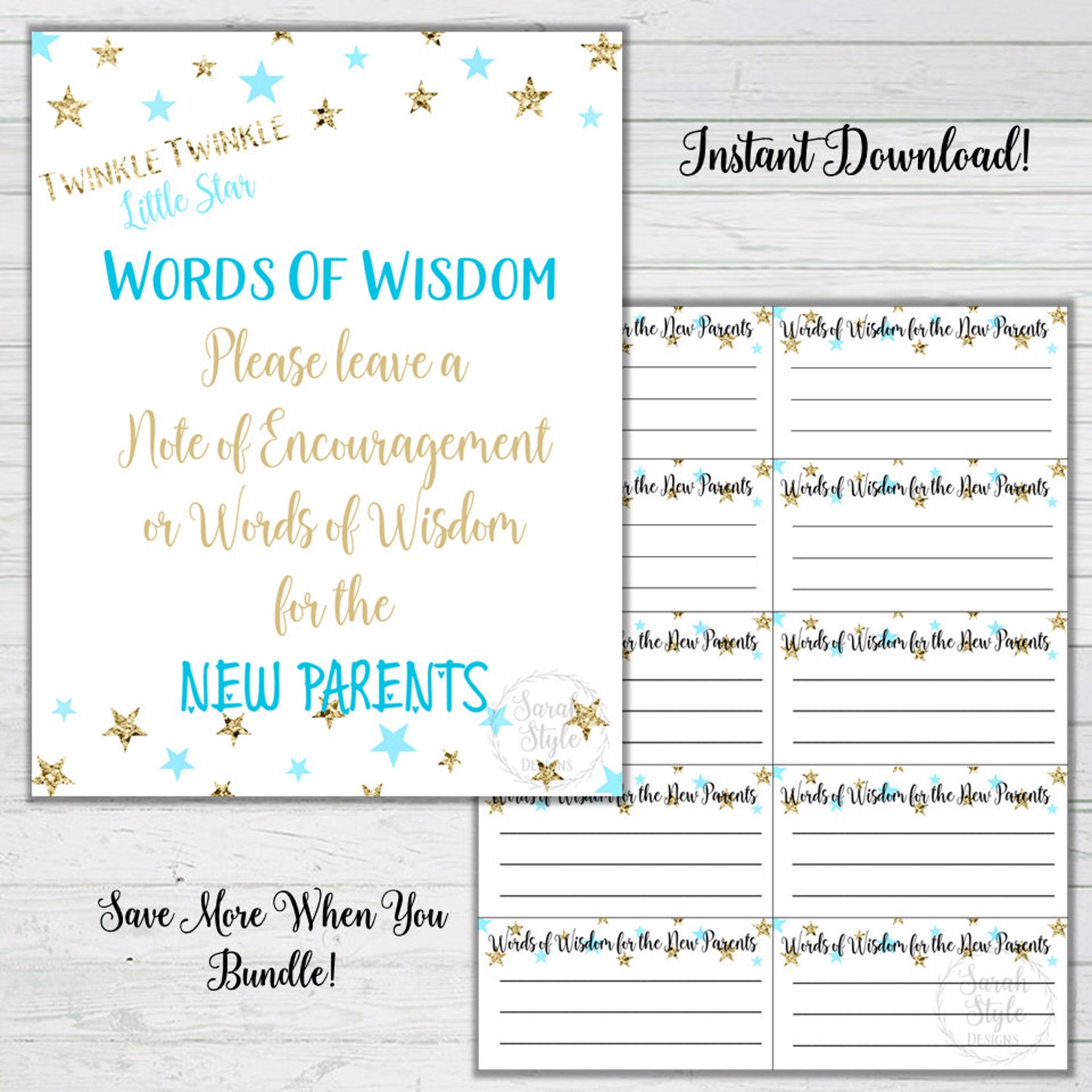 Words of Wisdom Baby Shower Activity Party Game Twinkle Twinkle Little ...