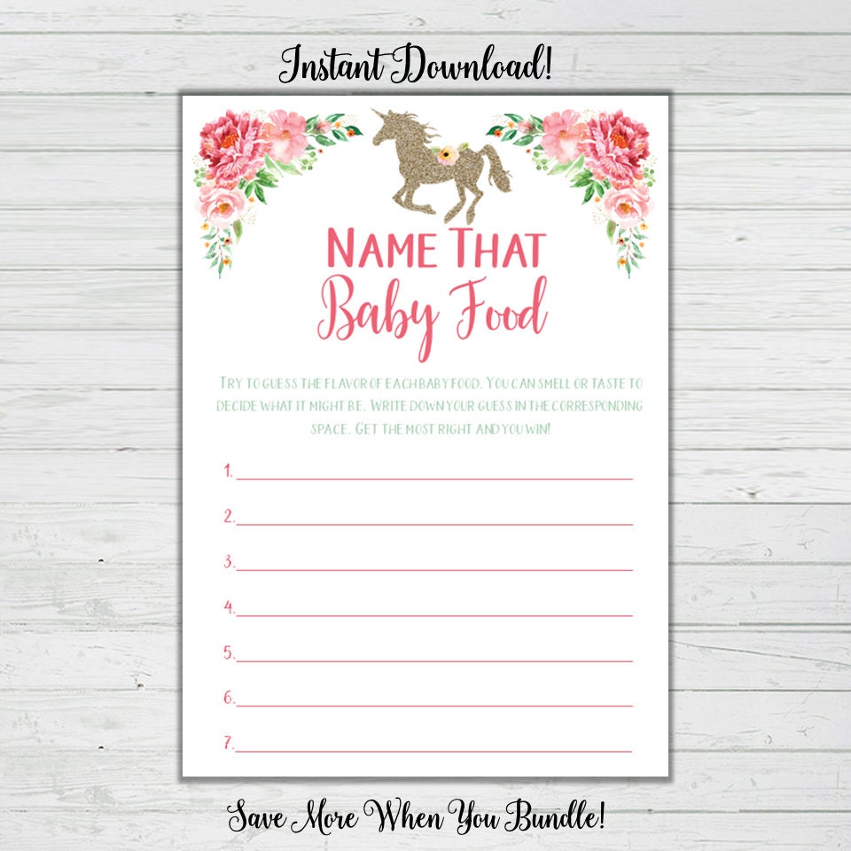 Unicorn Baby Shower Game Set Baby Shower 8 Game Bundle | Etsy