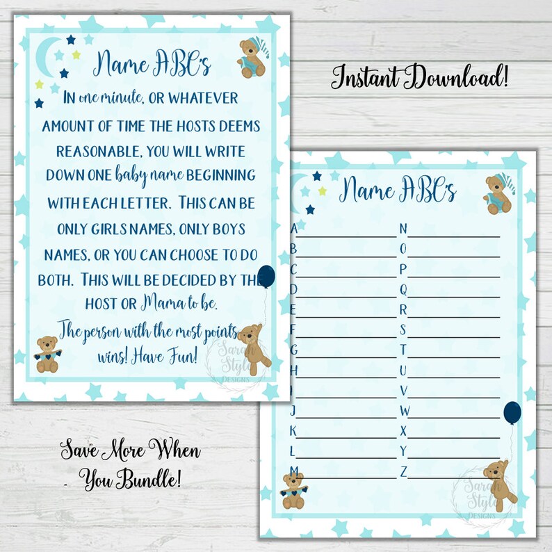 Baby Shower 9 Game Bundle Boy Baby Shower Games Party Pack - Etsy