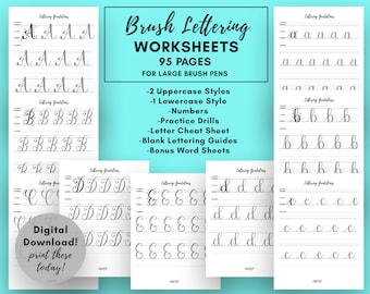 Brush Lettering Worksheets for Shadows Calligraphy Work | Etsy