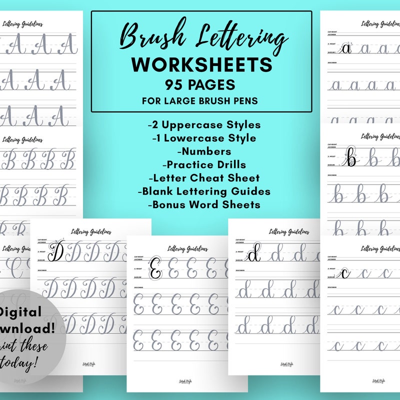 Hand Lettering Worksheets - Etsy