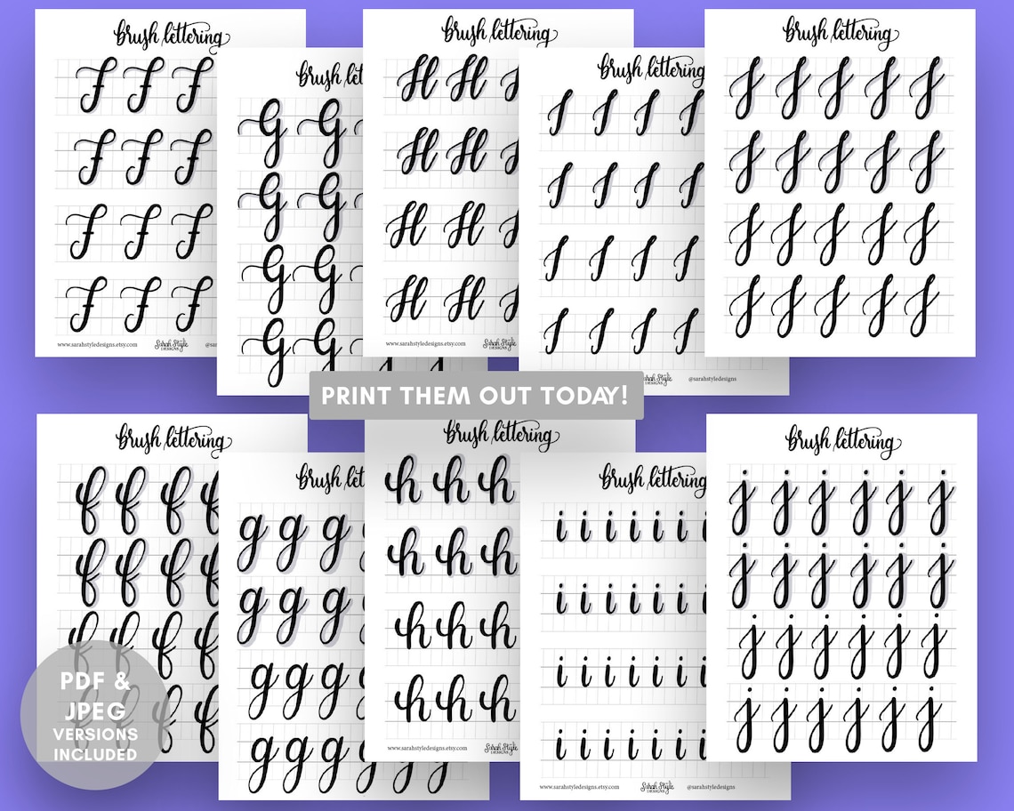 Brush Lettering Worksheets for Shadows - Calligraphy Work Sheets ...