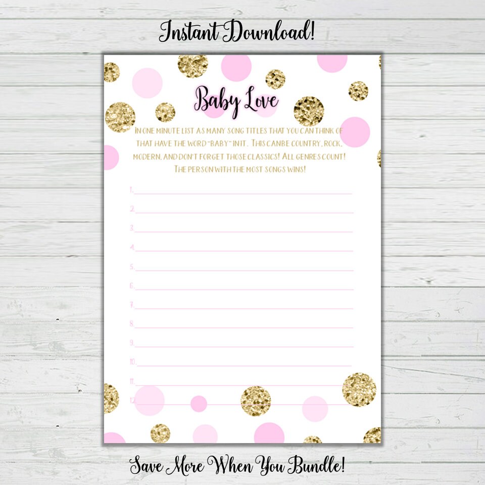 Baby Shower 9 Game Bundle Answer Keys Baby Shower Game Set pink and ...