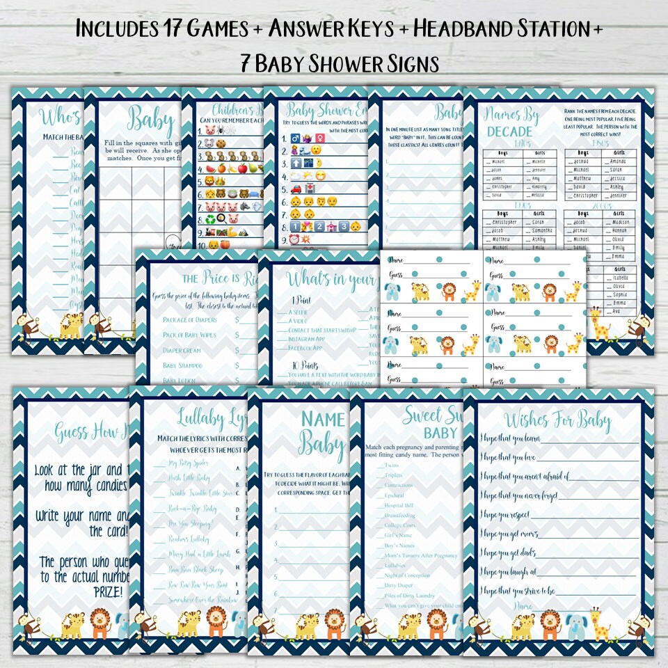 Baby Shower 17 Game Bundle Answer Keys 7 Baby Shower Signs - Etsy