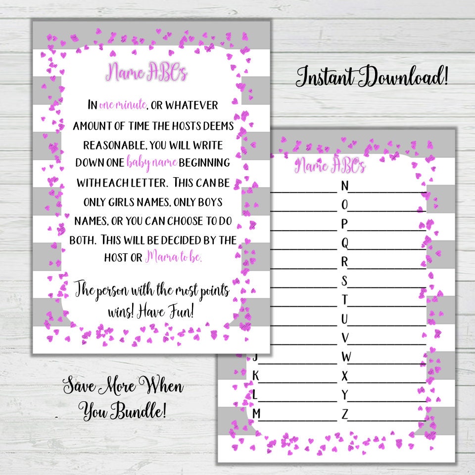 Baby Shower 9 Game Bundle Answer Keys Baby Shower Game Set - Etsy