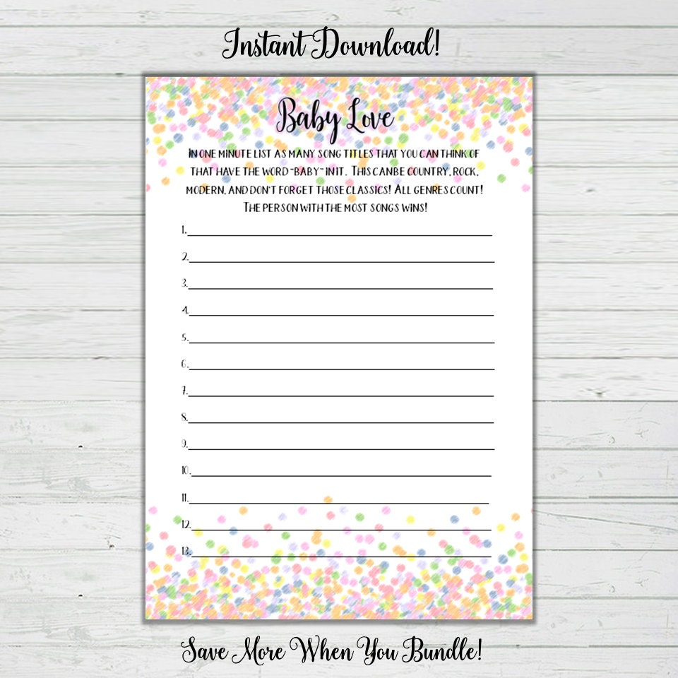 Baby Shower 9 Game Bundle Answer Keys Baby Shower Game Set - Etsy