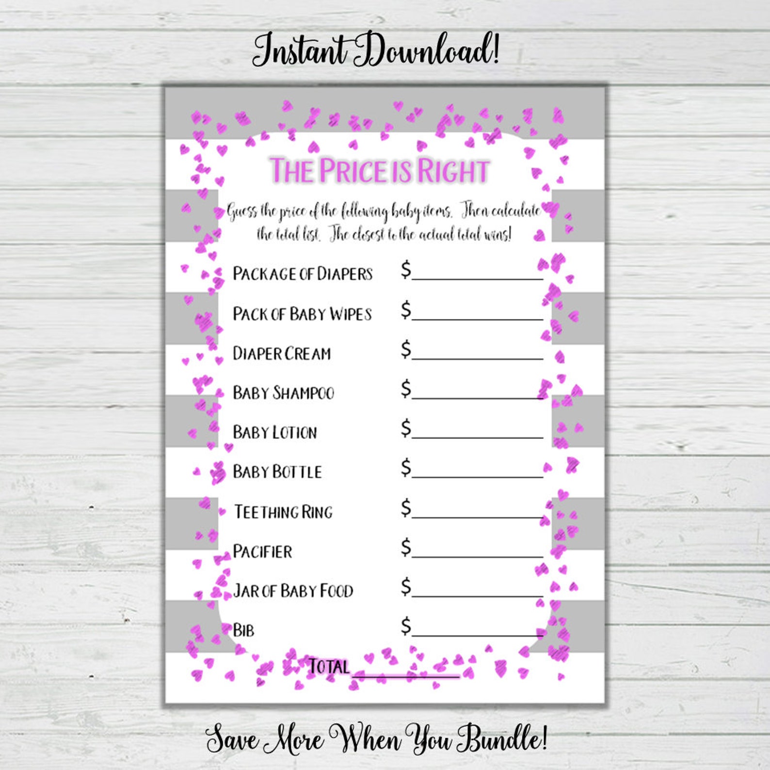 Baby Shower 8 Game Bundle Answer Keys Pink and Grey Baby | Etsy