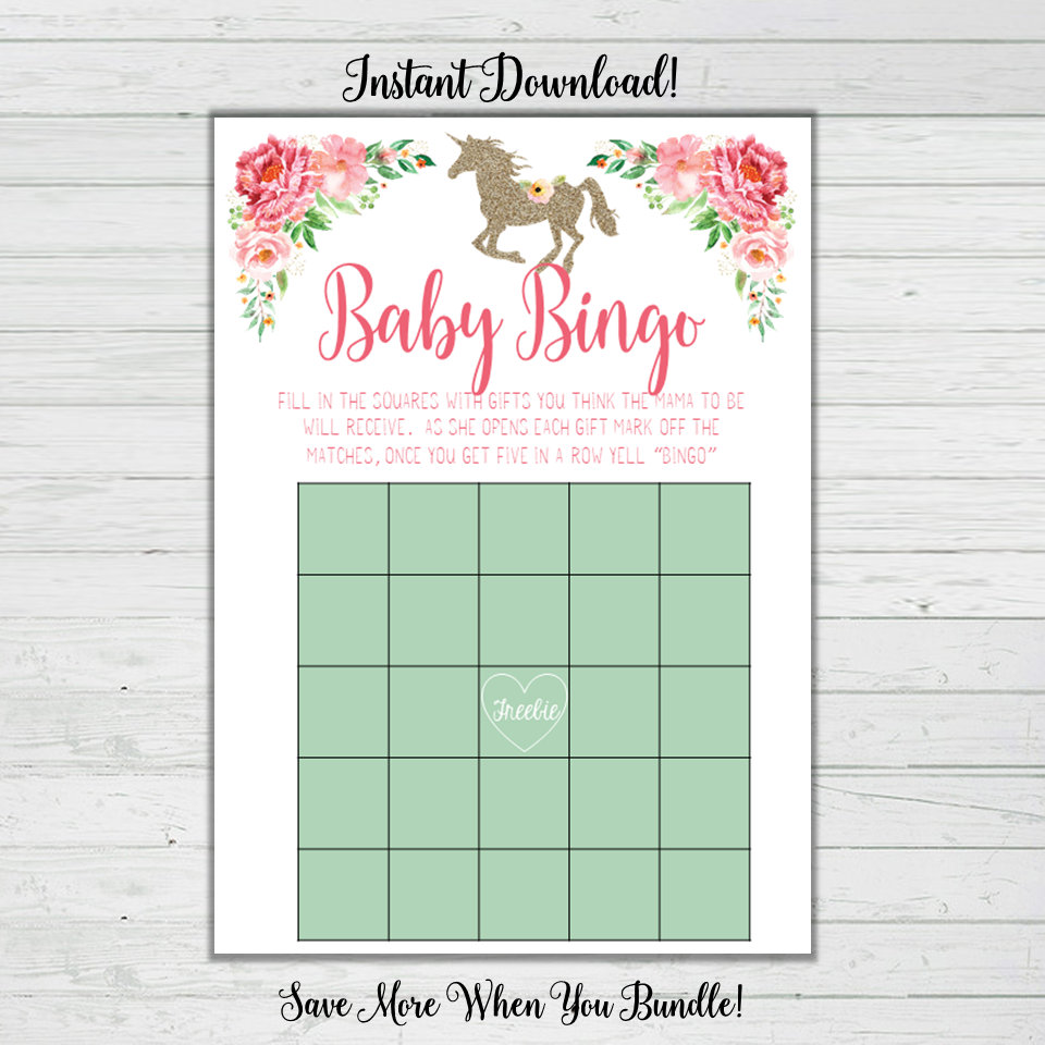 Unicorn Baby Shower Game Set Baby Shower 8 Game Bundle | Etsy