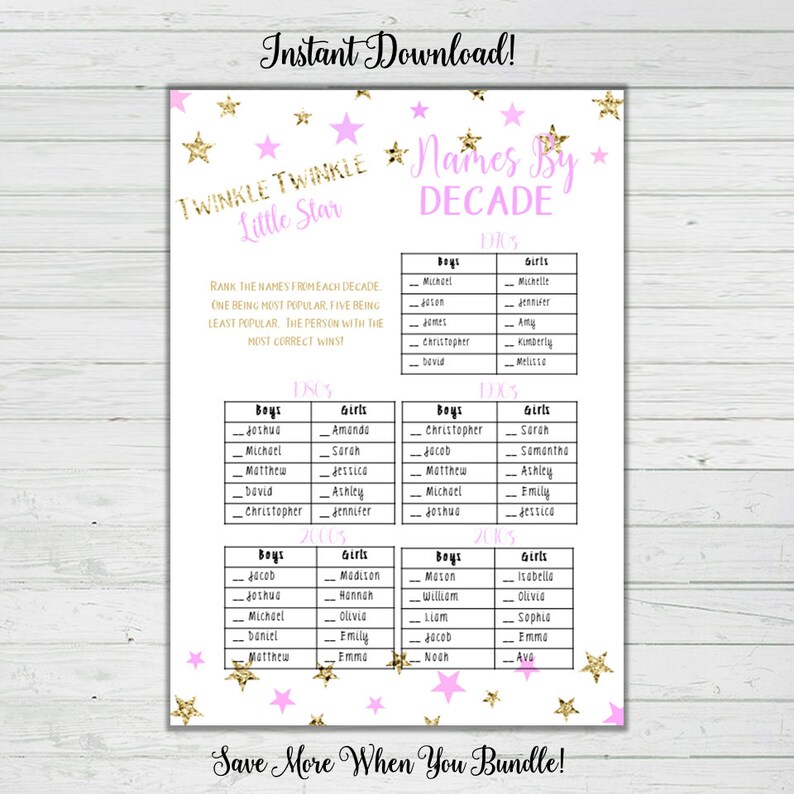 Baby Shower 8 Game Bundle + Answer Keys - Pink and Gold Baby Shower ...