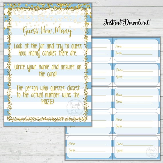 Baby Shower Game Guess How Many Candy Game Printable Digital - Etsy
