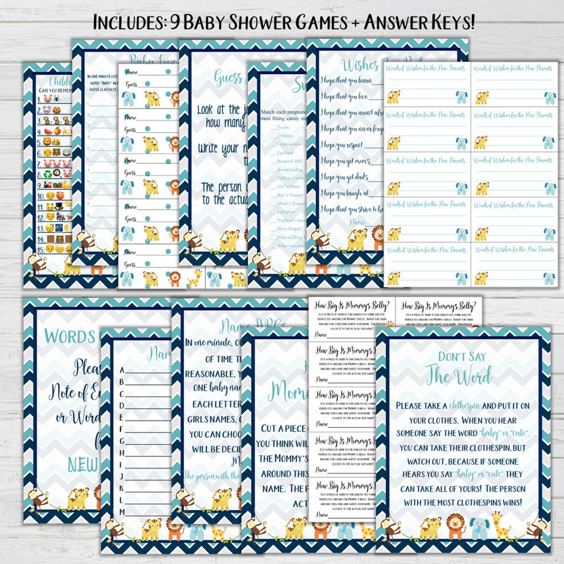 Baby Shower 17 Game Bundle Answer Keys 7 Baby Shower Signs - Etsy