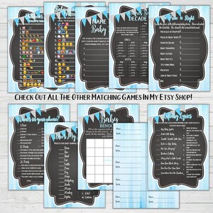 Clothespin Baby Shower Game - Boy Baby Shower Games - Chalkboard Theme ...