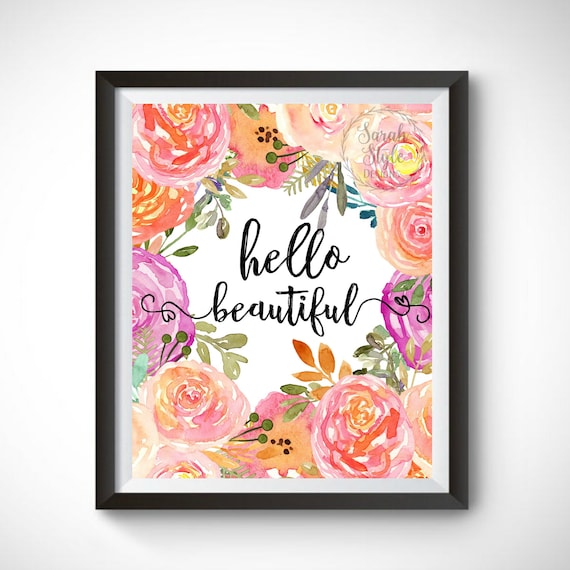 Printables Deocr Hello BeautifuL Printable Artwork Watercolor | Etsy