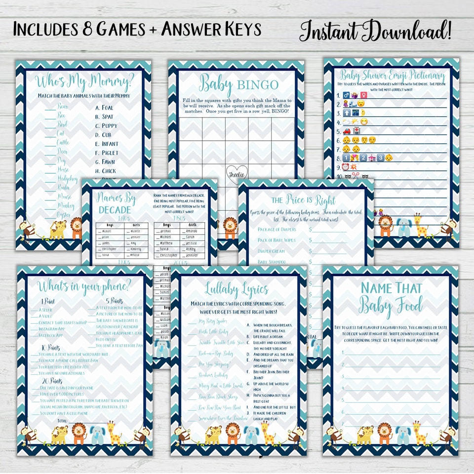 Baby Shower 17 Game Bundle Answer Keys 7 Baby Shower Signs | Etsy